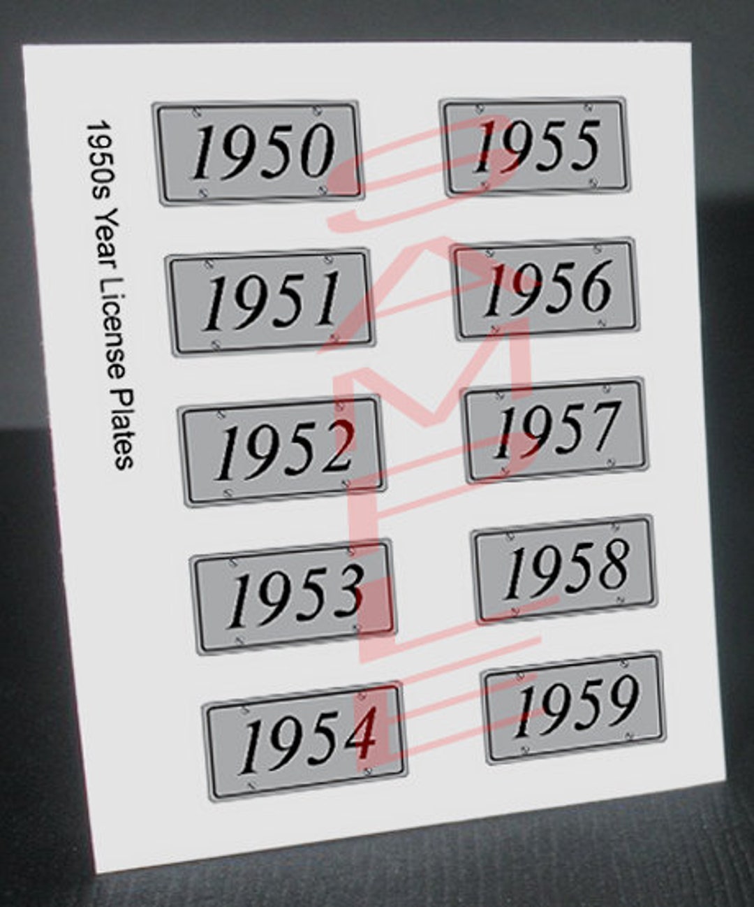 1950s Year Miniature License Plates for 1/25 Scale Model Cars - Etsy