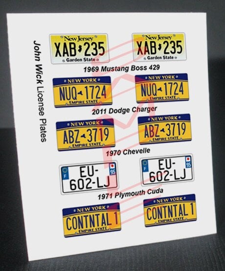 John Wick Car Miniature License Plates for 1/25 Scale Modelsunique Gift ...