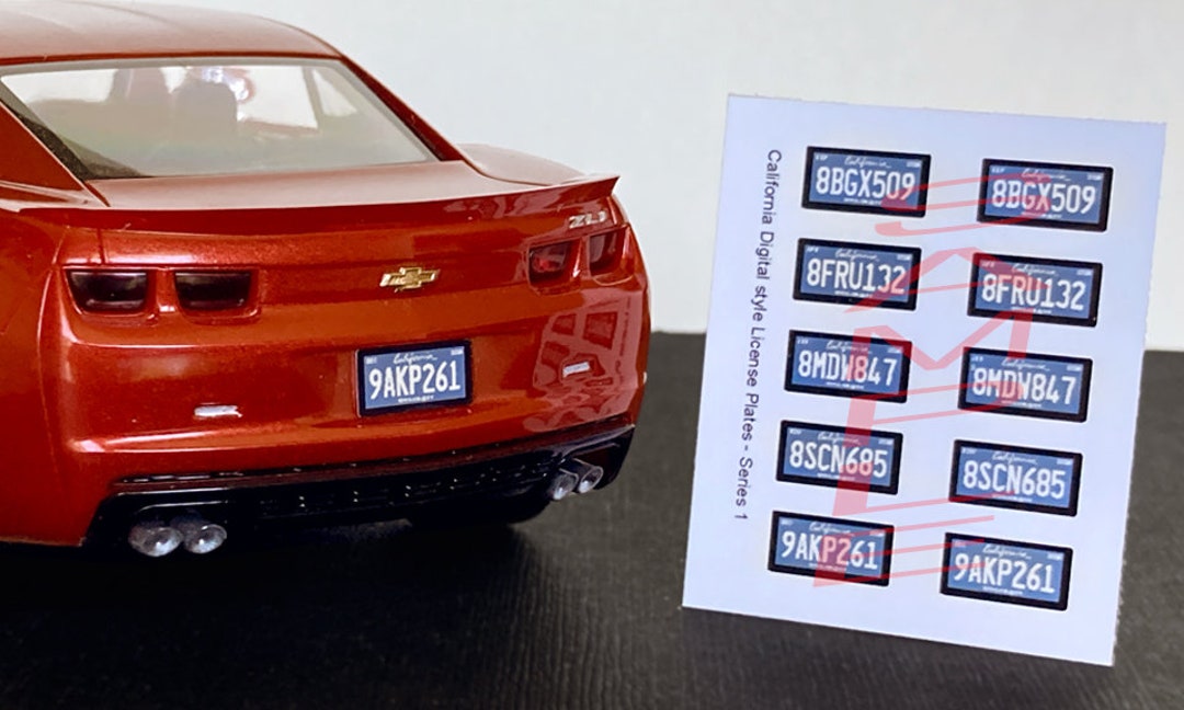 California Digital Type Miniature License Plates for 1/25 Scale Model ...