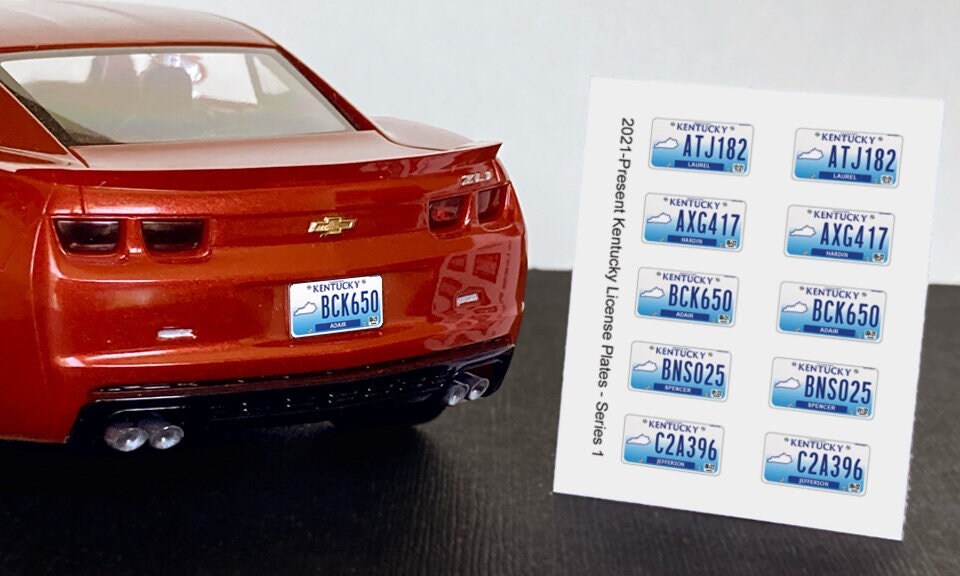 2021 Present Kentucky Miniature License Plates for 1/25 Scale Model ...
