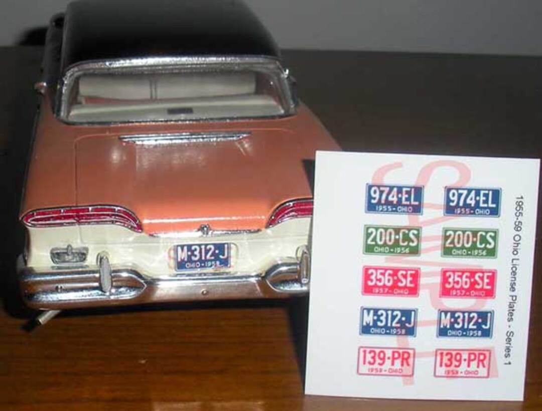 1955 - 1959 Ohio Miniature License Plates for 1/25 Scale Model Cars - Etsy