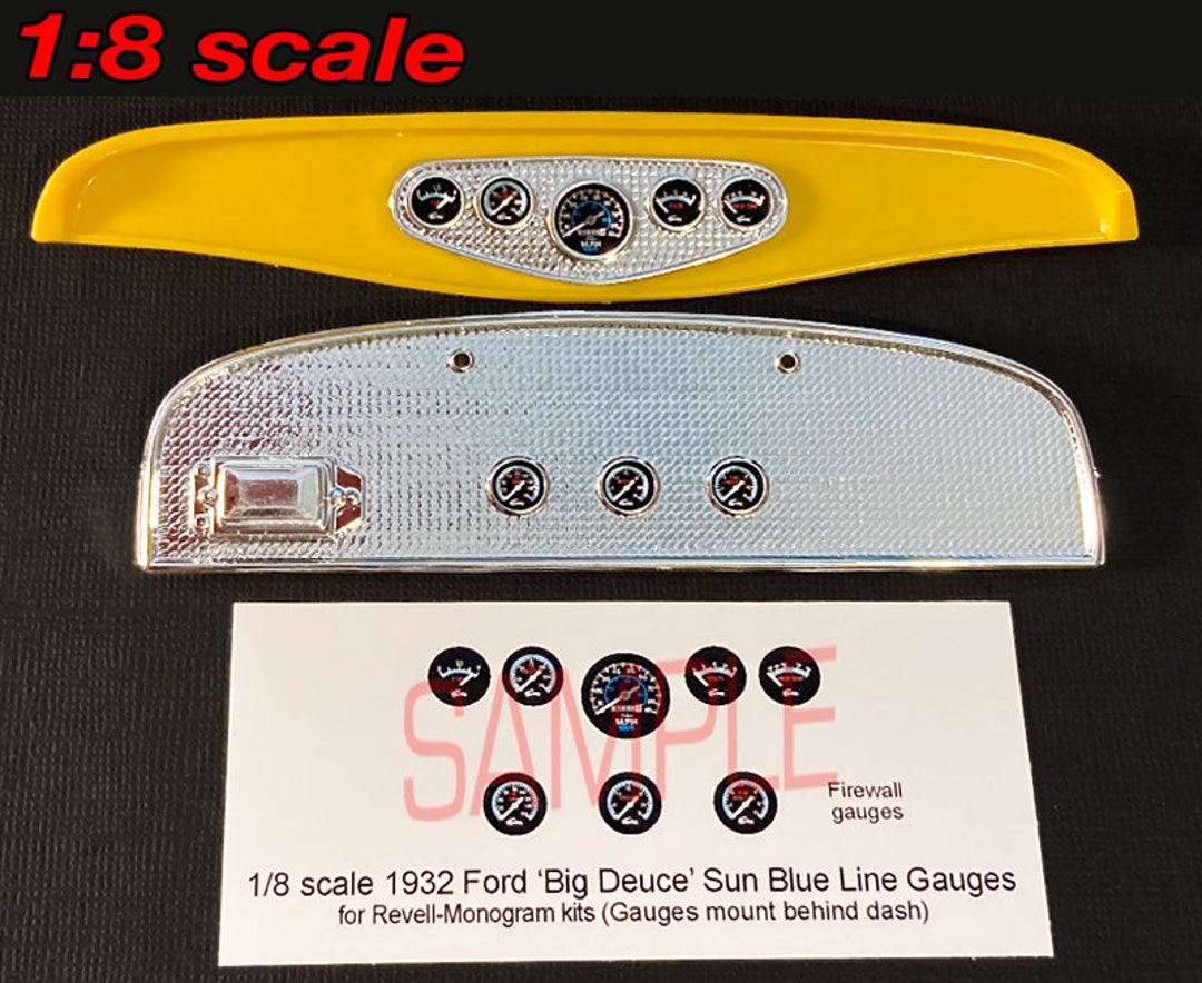 1/8 Scale Big Deuce 32 Ford Highboy Sun Blue Line Type Gauge Faces for ...