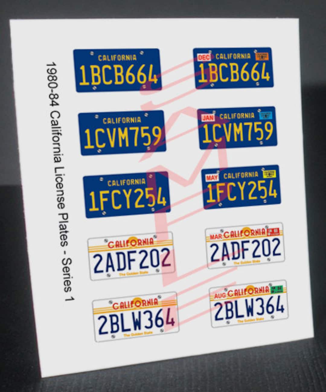1980 - 1984 CALIFORNIA Miniature License Plates for 1/25 Scale MODEL ...