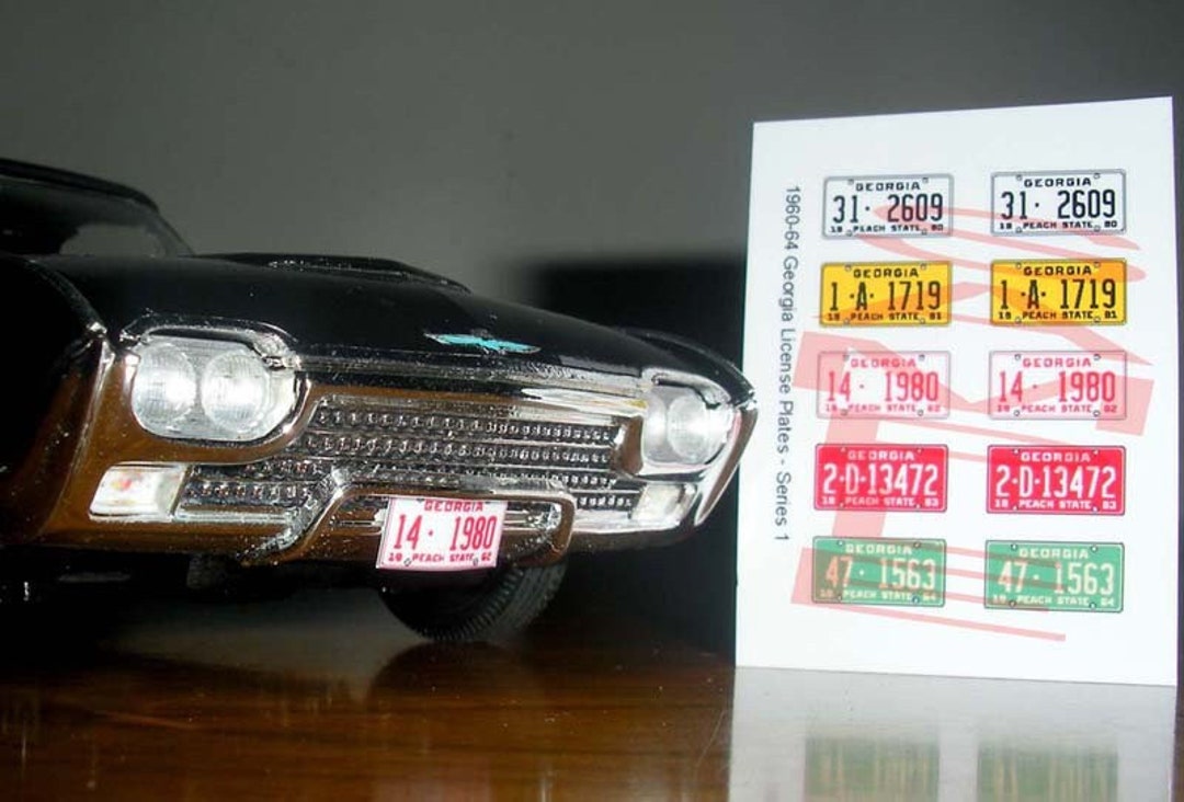 1960 - 1964 GEORGIA Miniature License Plates for 1/25 Scale MODEL CARS ...