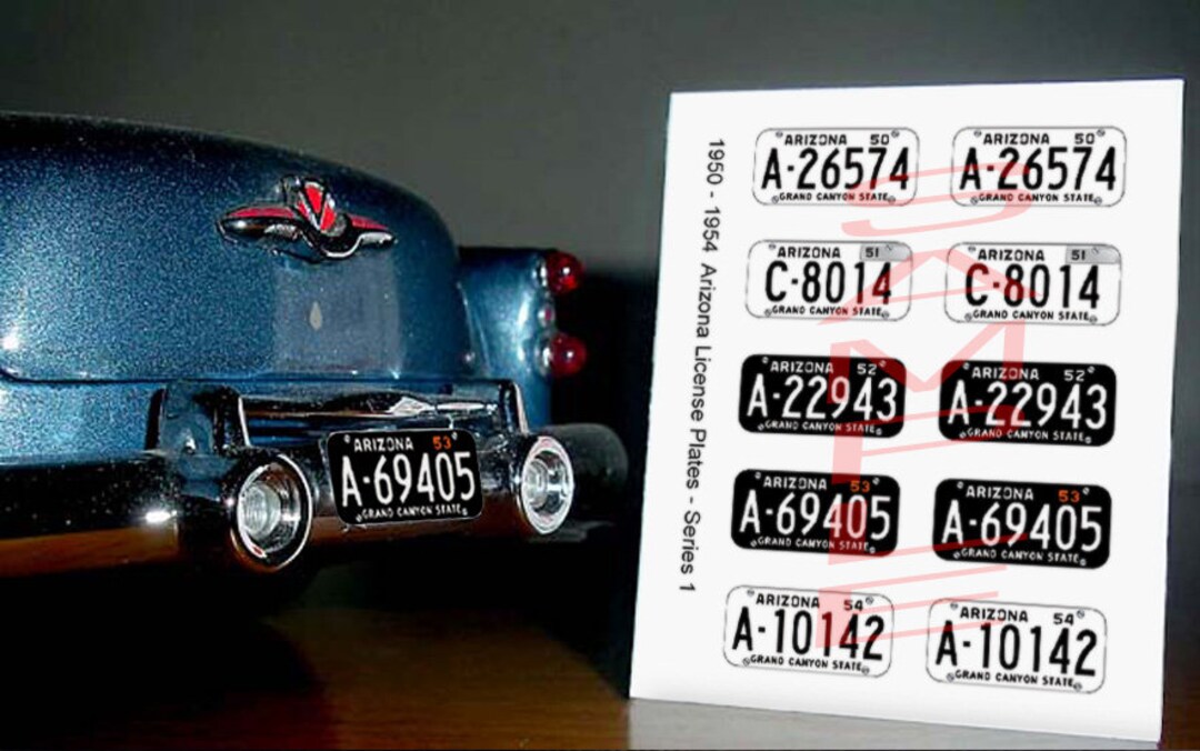 Arizona Miniature License Plates 1950-1954 for 1/25 Scale Model Cars - Etsy