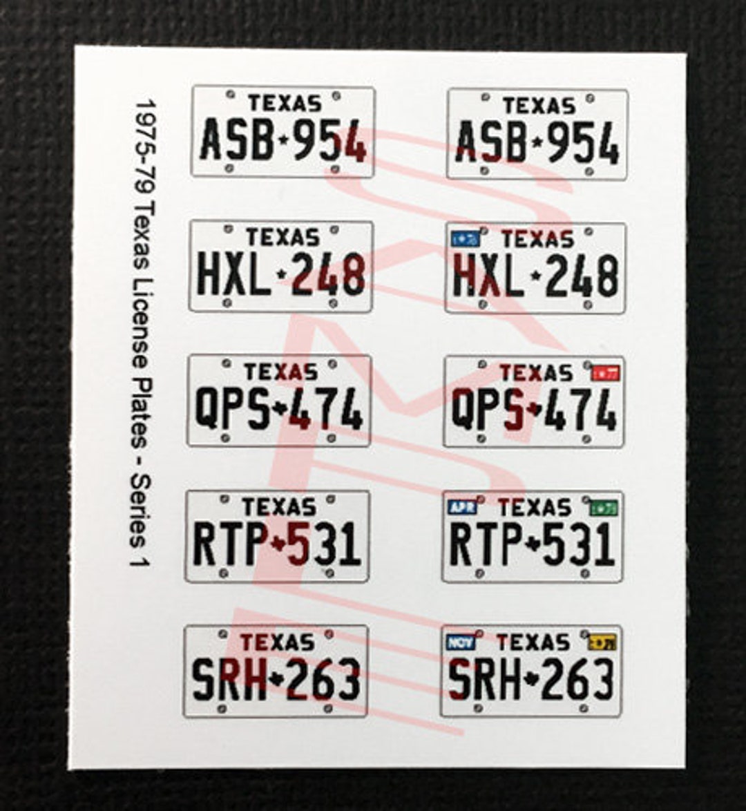 TEXAS Miniature License Plates 1975 - 1979 for 1/25 Scale MODEL CARS - Etsy