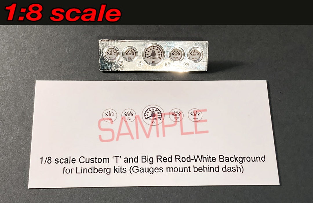 1/8 Scale Custom T and Big Red Rod White Background Gauge Faces for ...