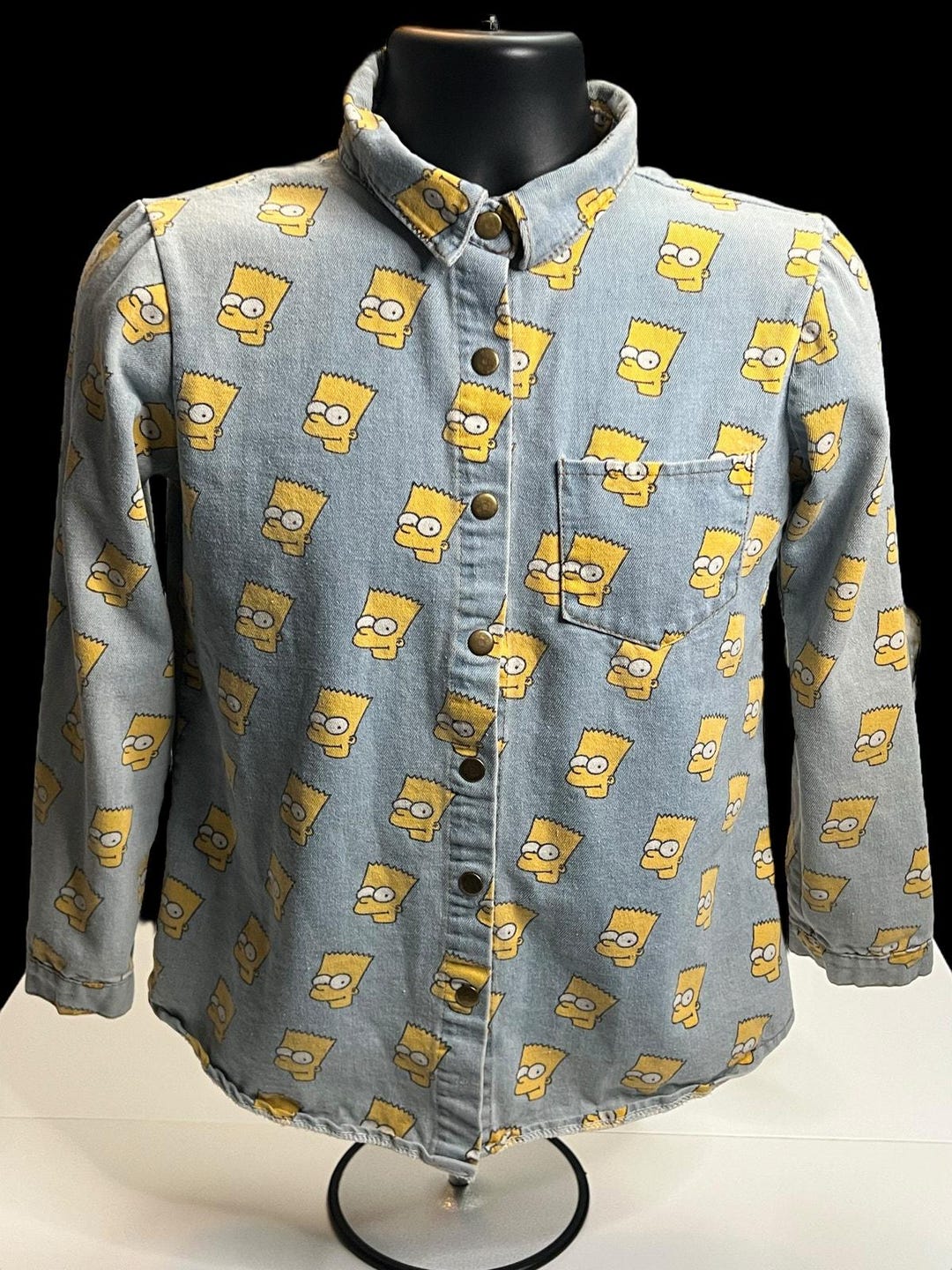 Vintage 90s Bart Simpson Denim Jacket All Over Print Rare Collectible ...