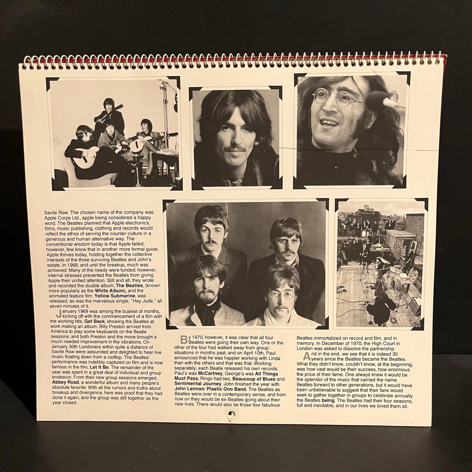 Vintage the Beatles 1990 Wall Calendar 12x12 by Cleo – Fab Four ...