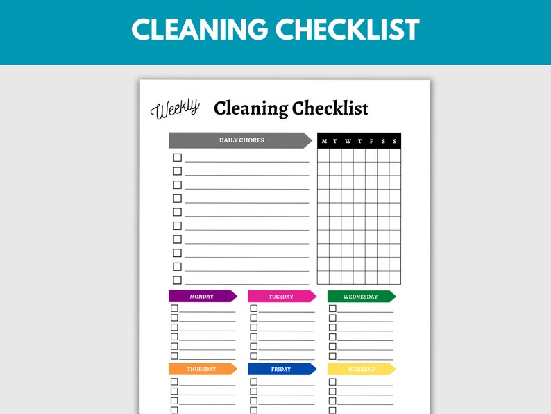 House Cleaning Checklist| Weekly Cleaning Checklist With Daily and ...