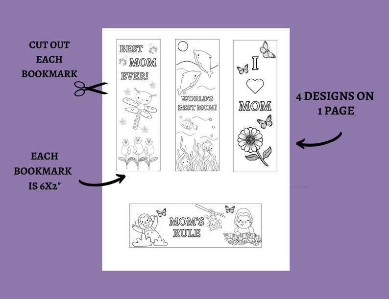 Color Your Own Bookmarks Mother's Day Color Your Own - Etsy