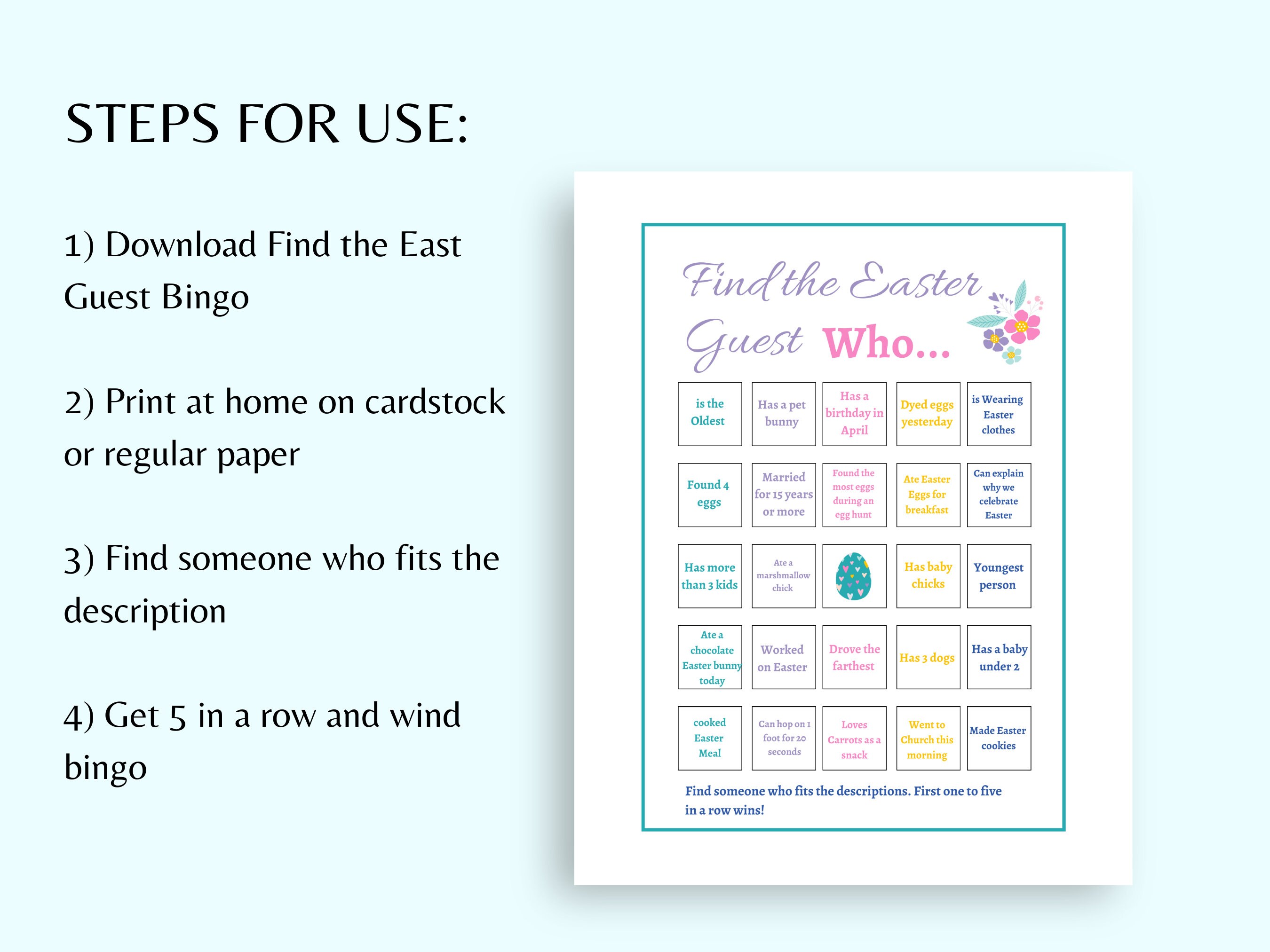 Find the Easter Guest Game Find the Guest Bingo Easter Bingo for ...