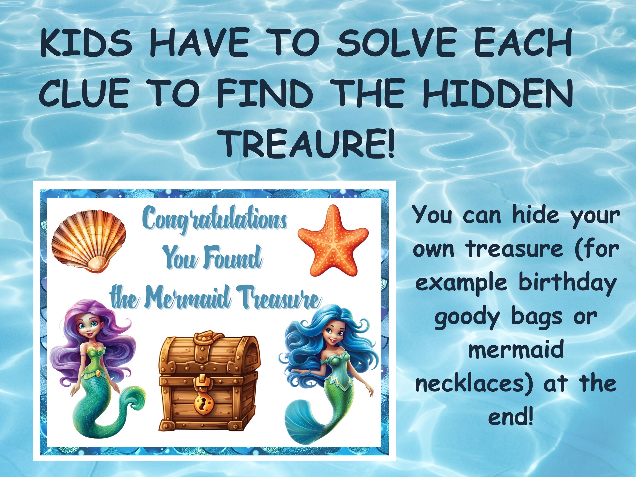 Mermaid Treasure Hunt Printable Game Perfect for Girls' Birthday ...