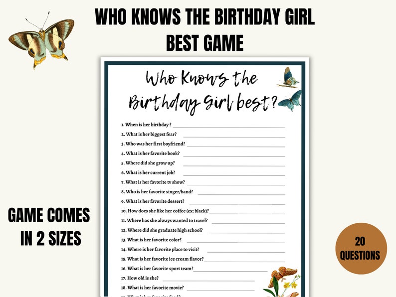 Who Knows the Birthday Girl Best Who Knows the Birthday Girl Best Game ...