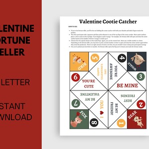 Valentine Cootie Catcherfortune Teller Cute Animal Classroom Valentine ...