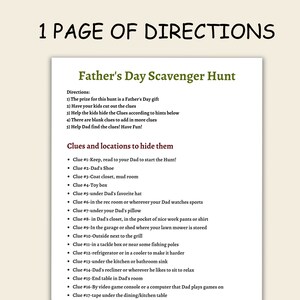 Father's Day Scavenger Hunt Father's Day Treasure Hunt Father's Day ...