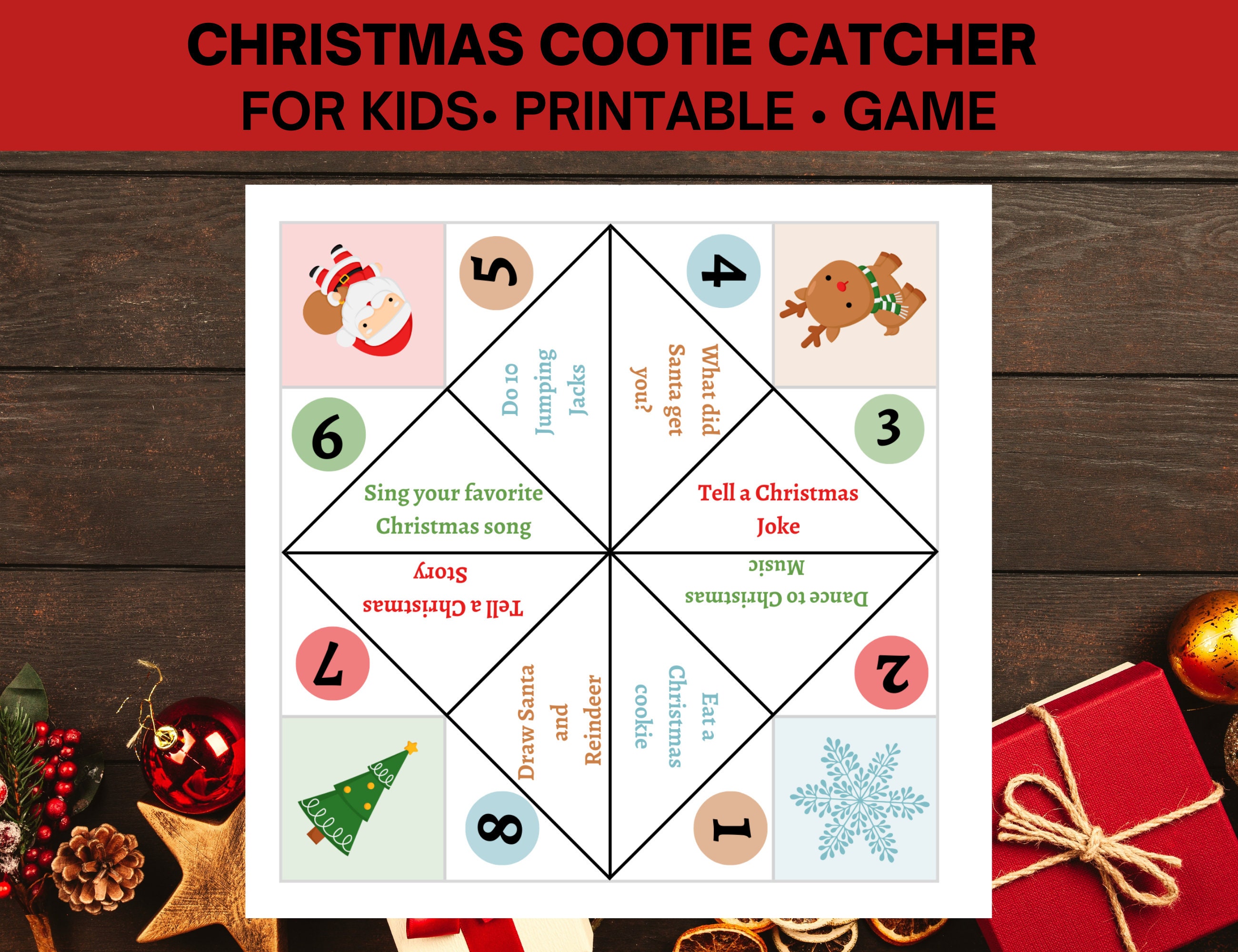 Printable Christmas Cootie Catcher Fortune Teller Activity - Etsy