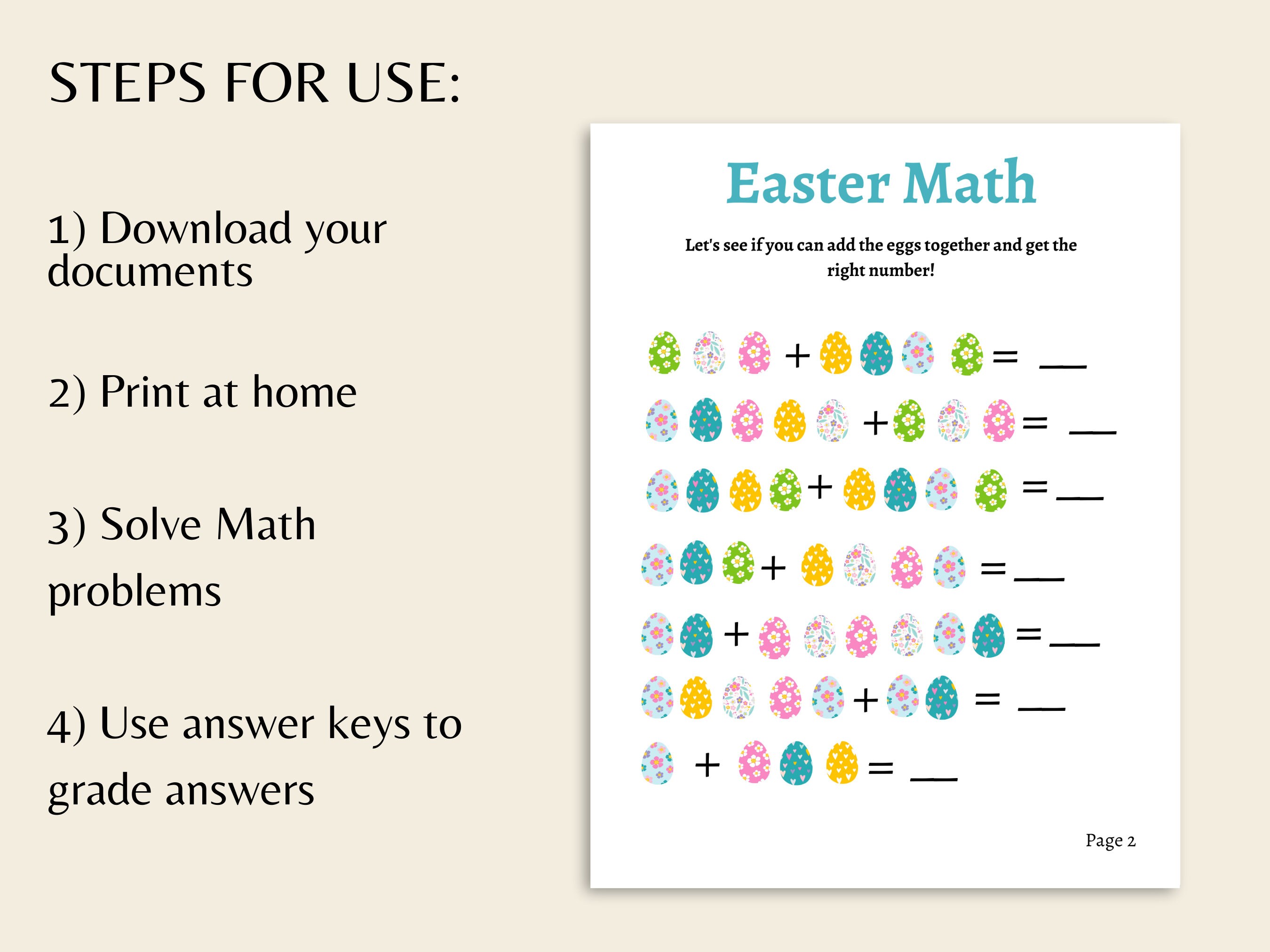 Easter Math Easter Math Worksheets for 5K to 2nd Grade Math Challenge ...