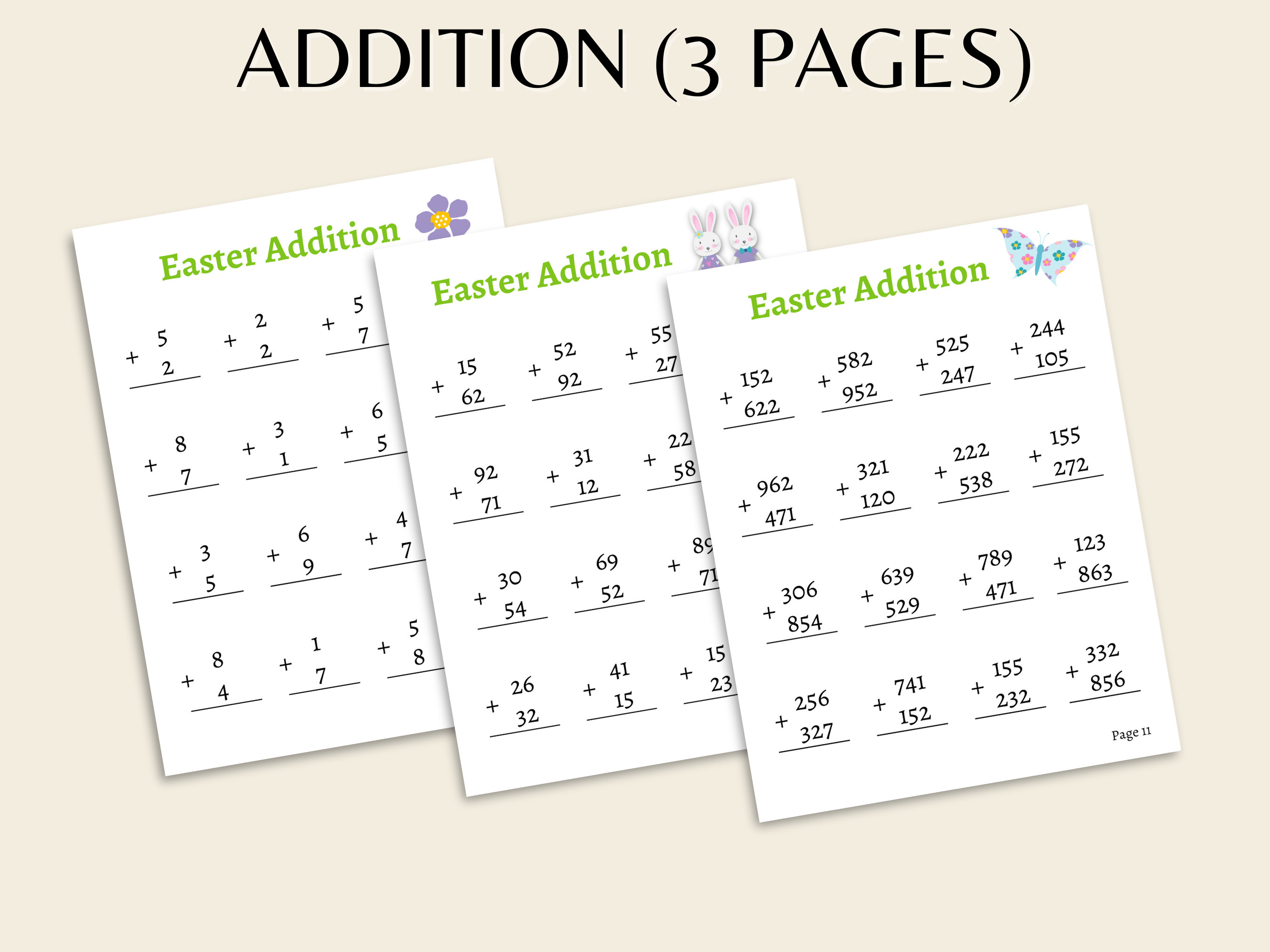 Easter Math Easter Math Worksheets for 5K to 2nd Grade Math Challenge ...