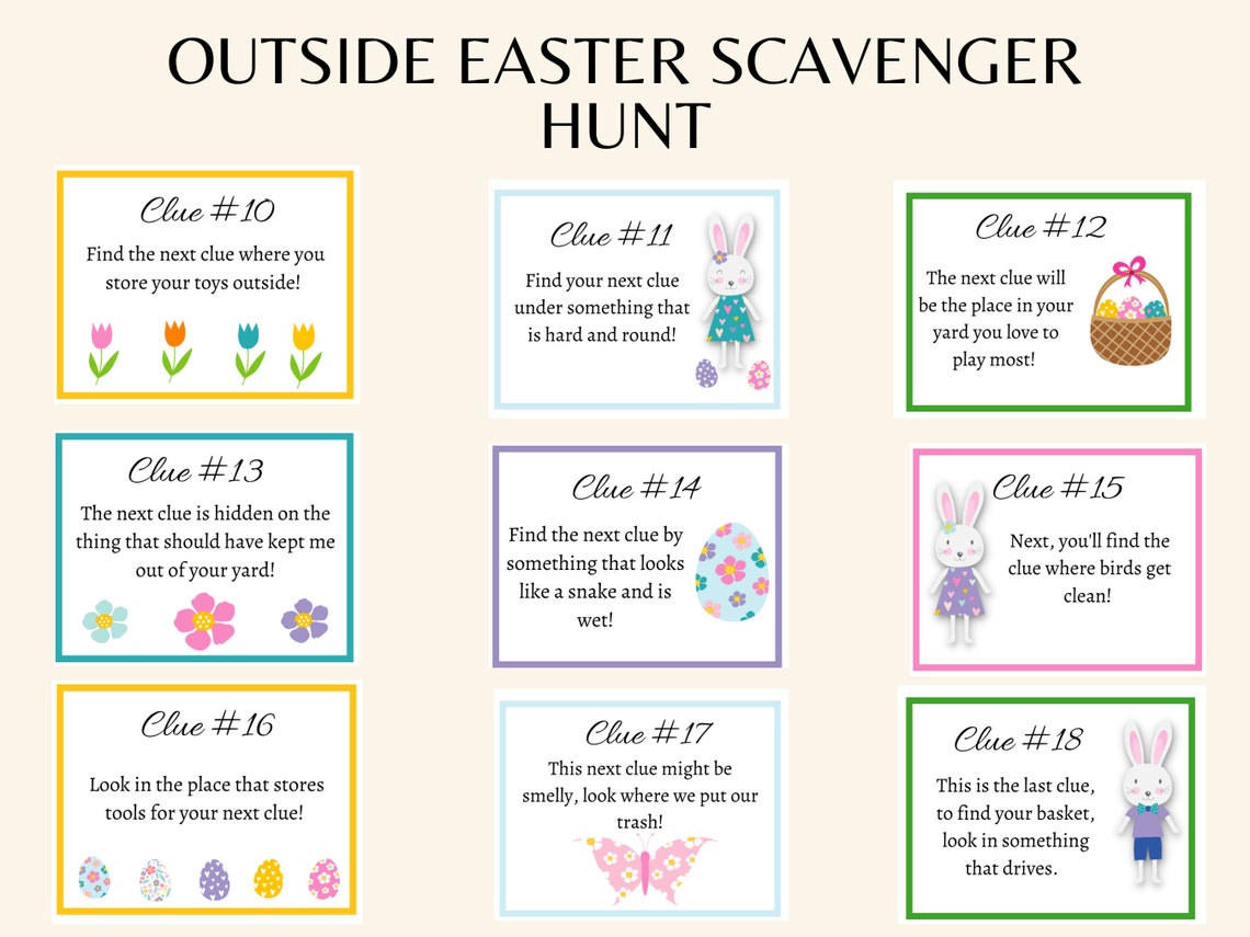 Easter Scavenger Hunt for Kids Outside Outside Easter Treasure Hunt for ...