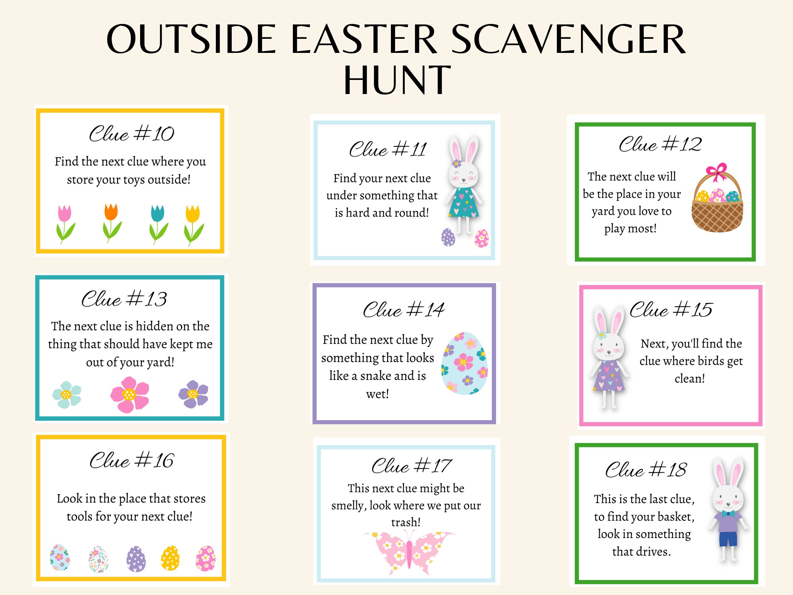 Easter Scavenger Hunt for Kids Outside Outside Easter Treasure Hunt for ...