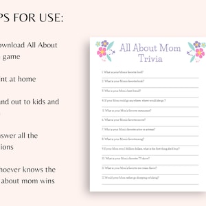 Mother's Day Trivia| All About Mom Quiz| Mother's Day Game for Families ...