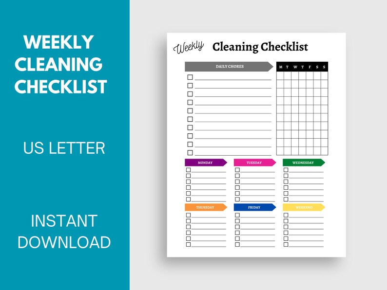 House Cleaning Checklist| Weekly Cleaning Checklist With Daily and ...