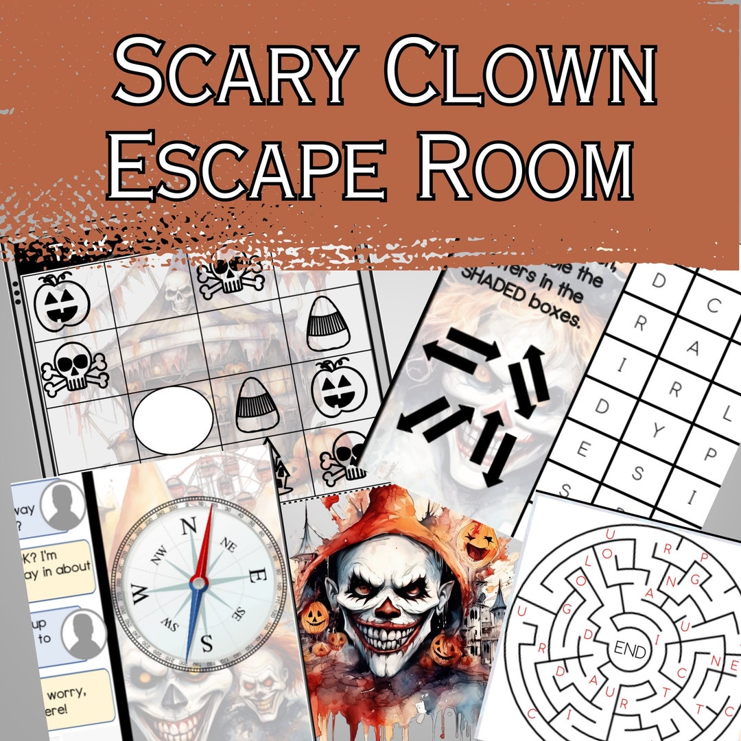 Escape Room Clowns Printable Scary Halloween Escape Room for Kids ...