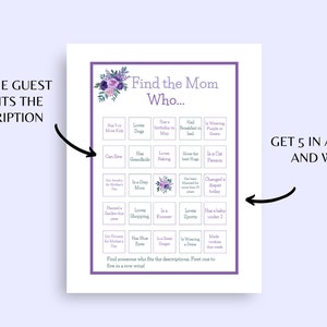 Find the Guest Bingo| Find the Mom Who Bingo| Mother's Day Bingo ...