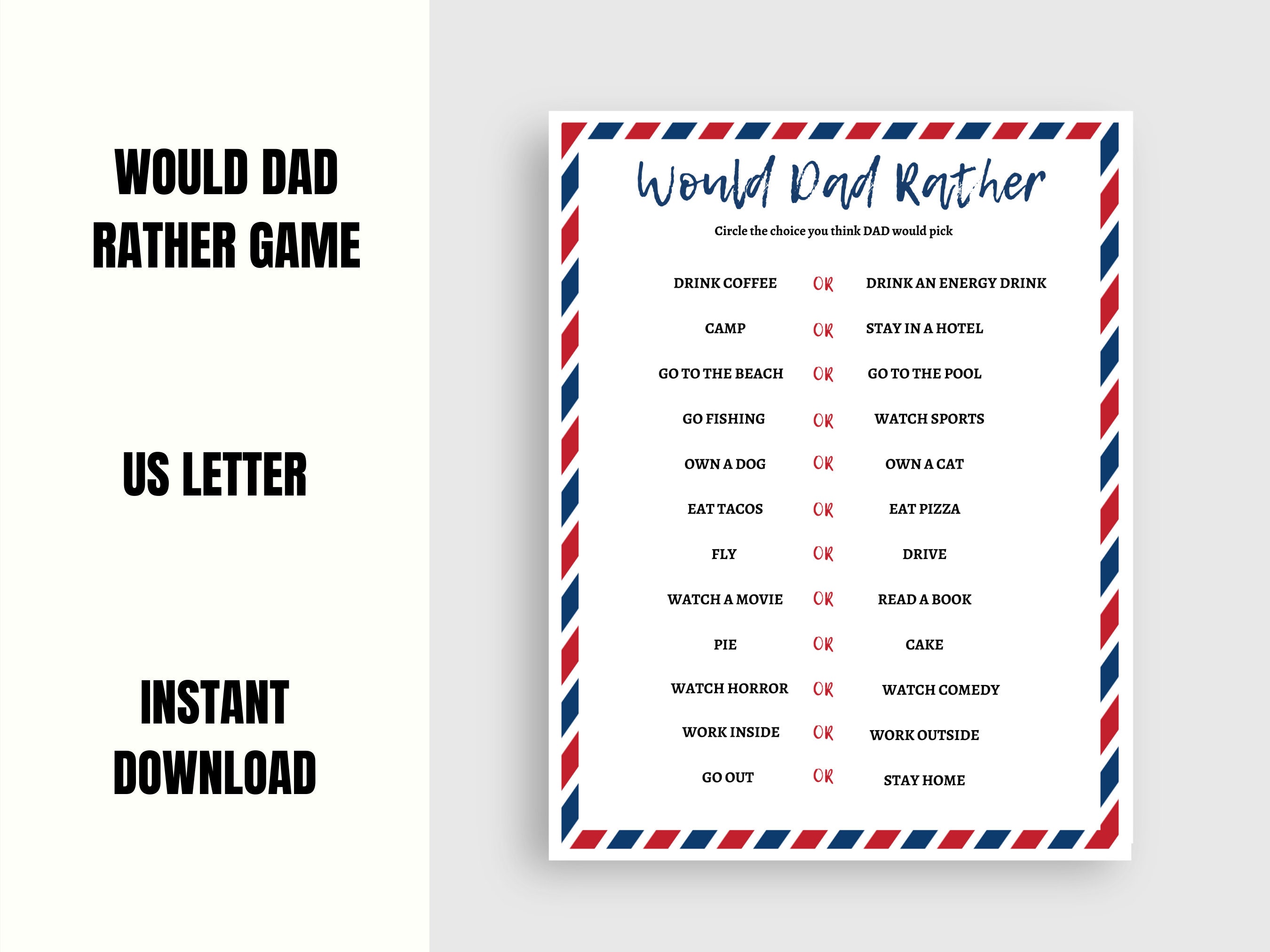 Would He Rather Game| Would Dad Rather Game| Father's Day Game ...