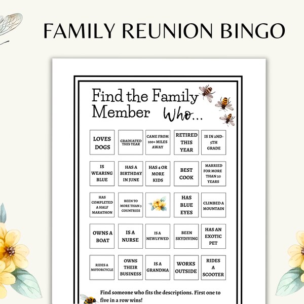 Reunion Bingo - Etsy
