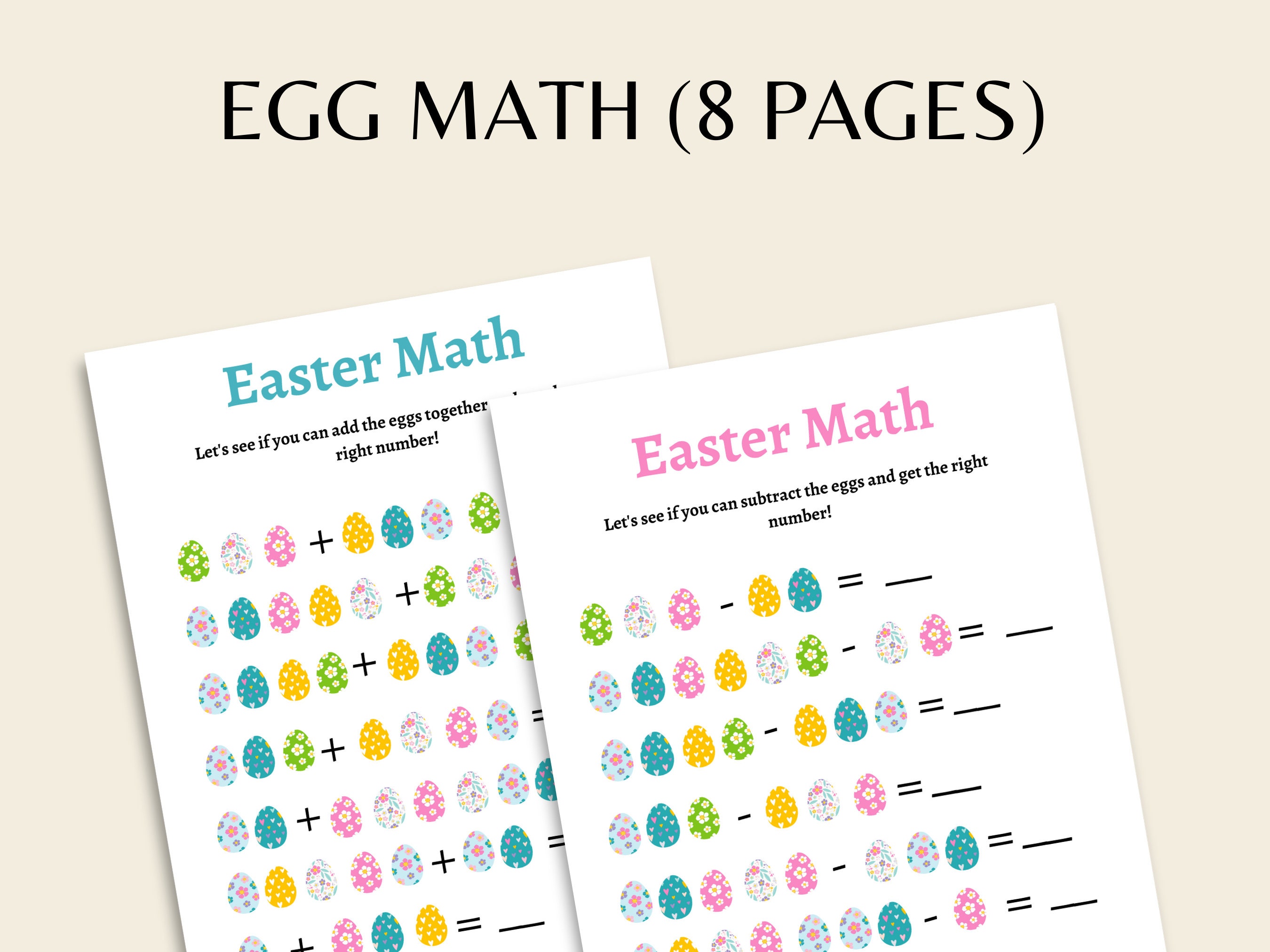 Easter Math Easter Math Worksheets for 5K to 2nd Grade Math Challenge ...