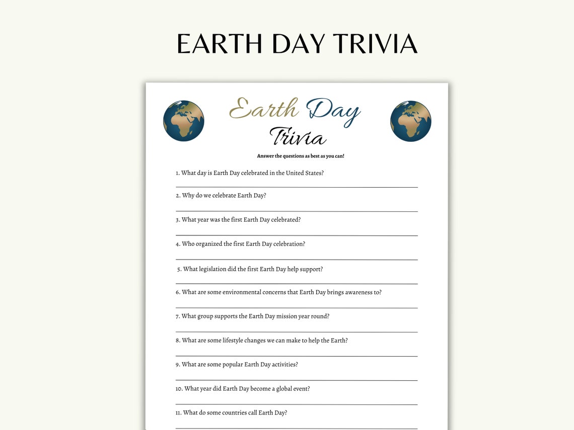 Earth Day Activities| Earth Day Trivia Game| Earth Day Trivia Printable ...