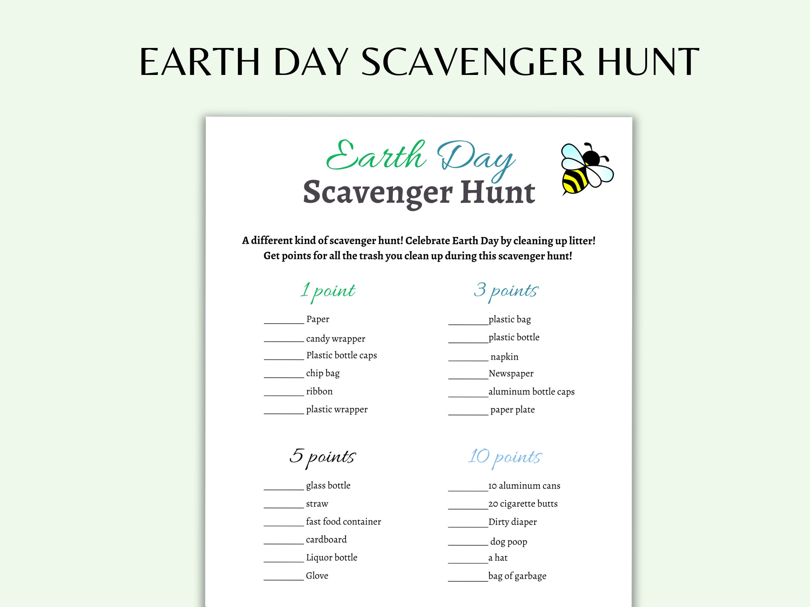 Earth Day Activities Earth Day Printable Earth Day Scavenger Hunt and ...