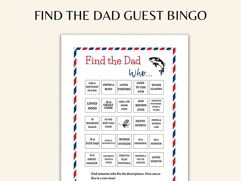 Find the Guest Bingo Find the Dad Who Father's Day - Etsy