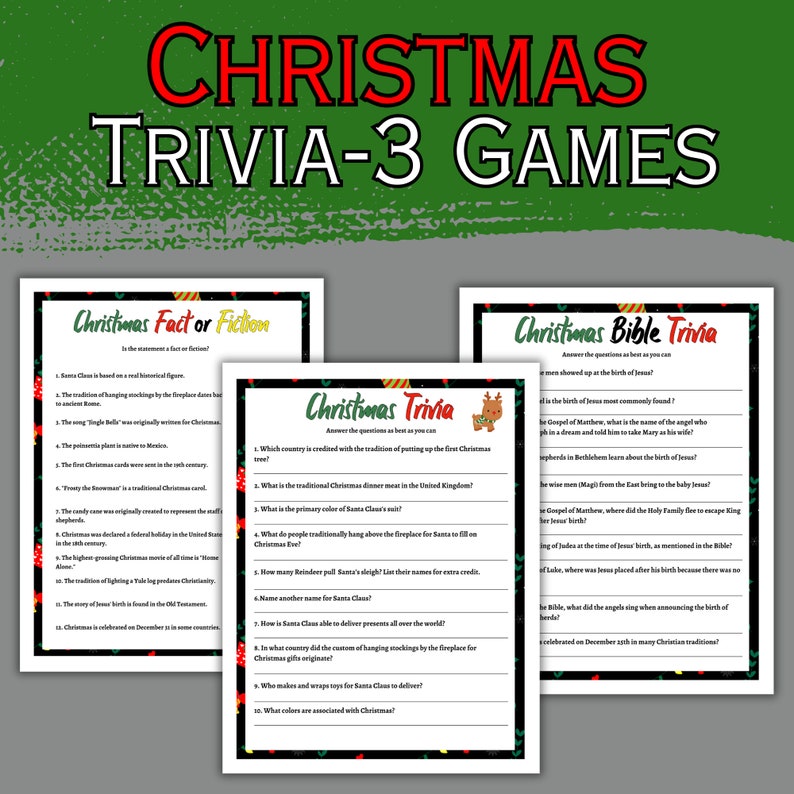 Christmas Trivia Party Games| Christmas Game Bundle| Christmas ...