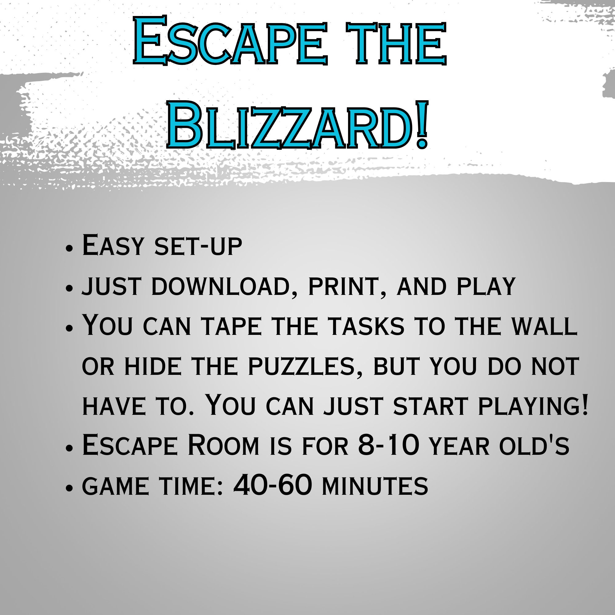 Escape the Blizzard Escape Room| Escape Room PDF| Escape Room Kit ...