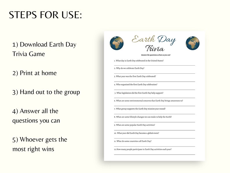 Earth Day Activities| Earth Day Trivia Game| Earth Day Trivia Printable ...