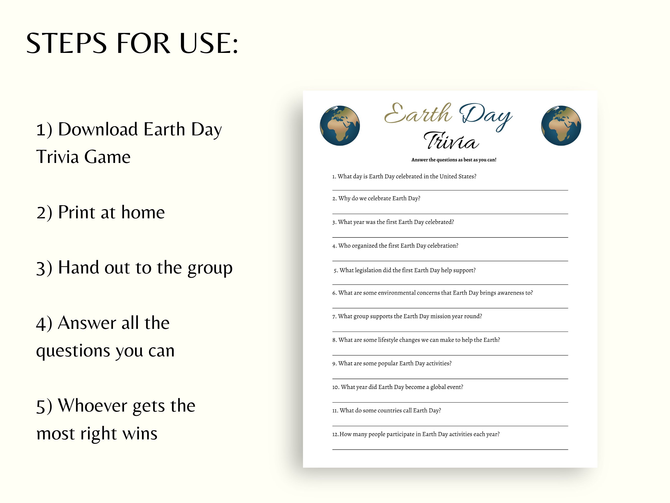 Earth Day Activities| Earth Day Trivia Game| Earth Day Trivia Printable ...