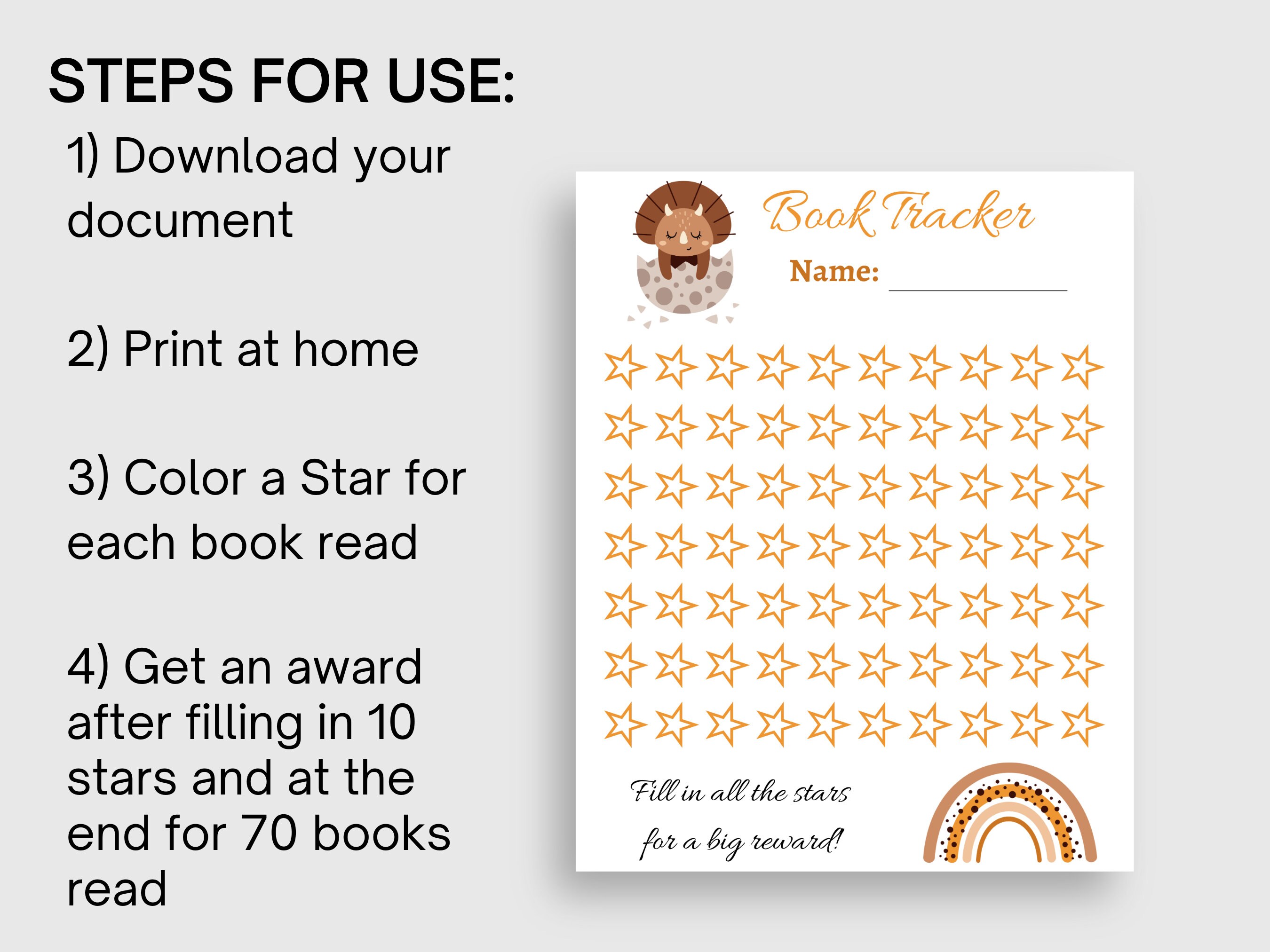 Cute Dinosaur Reading Tracker Printable Reading Log for Kids Summer ...