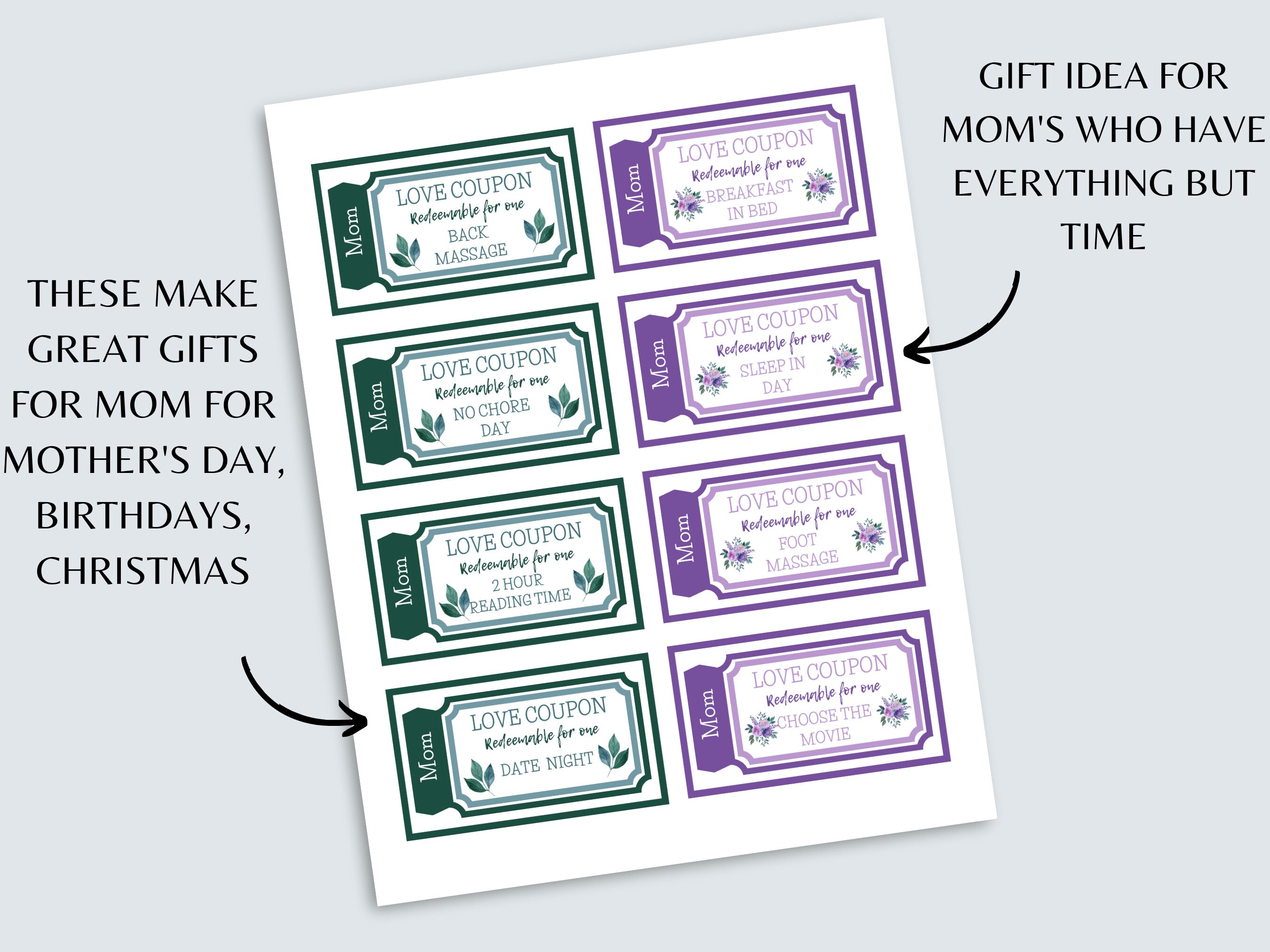 Love Coupons for Moms| Printable Mom Love Coupons| Love Coupons for Her ...