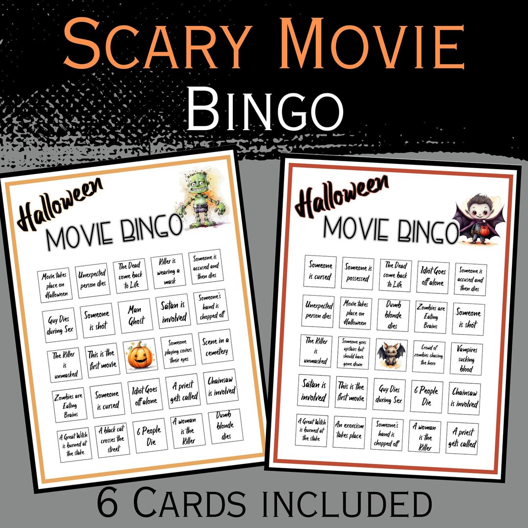 Halloween Bingo| Scary Movie Bingo| Halloween Bingo Printable ...