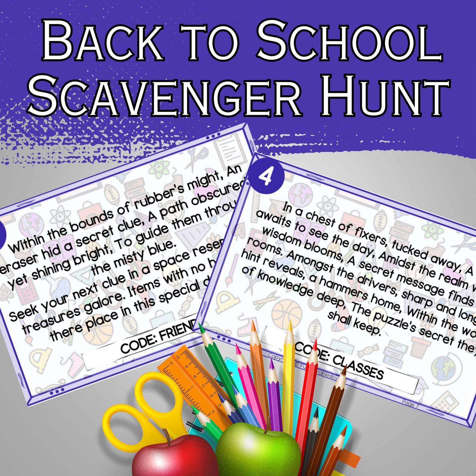Back to School Scavenger Hunt| Treasure Hunt for Kids| School Supply ...