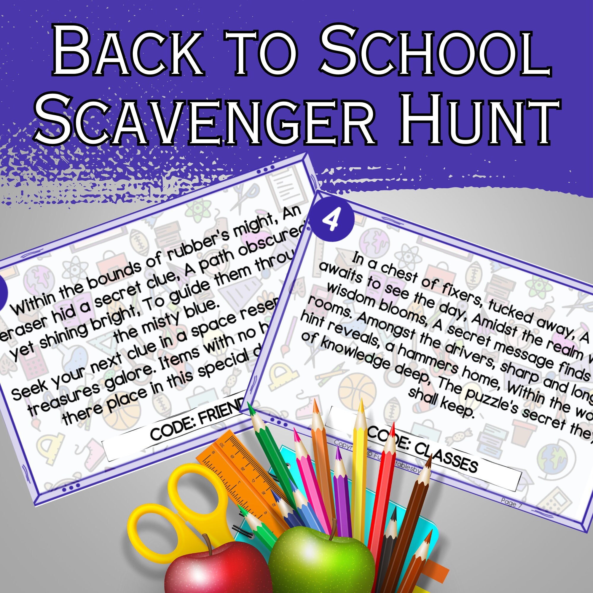 Back to School Scavenger Hunt| Treasure Hunt for Kids| School Supply ...