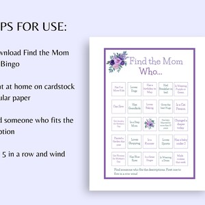 Find the Guest Bingo| Find the Mom Who Bingo| Mother's Day Bingo ...