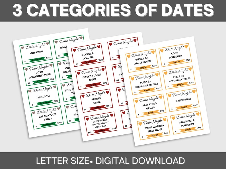 Date Night Cards Date Night Ideas Cards Anniversary Gift for Him 1 Year ...