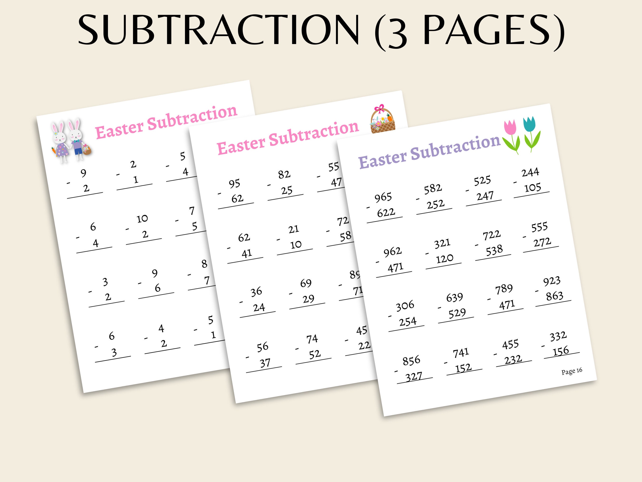 Easter Math Easter Math Worksheets for 5K to 2nd Grade Math Challenge ...