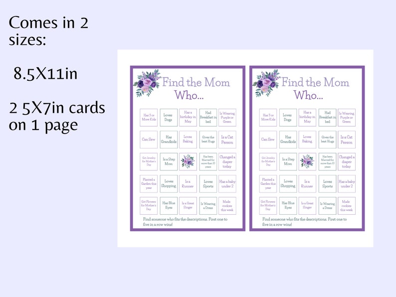 Find the Guest Bingo| Find the Mom Who Bingo| Mother's Day Bingo ...