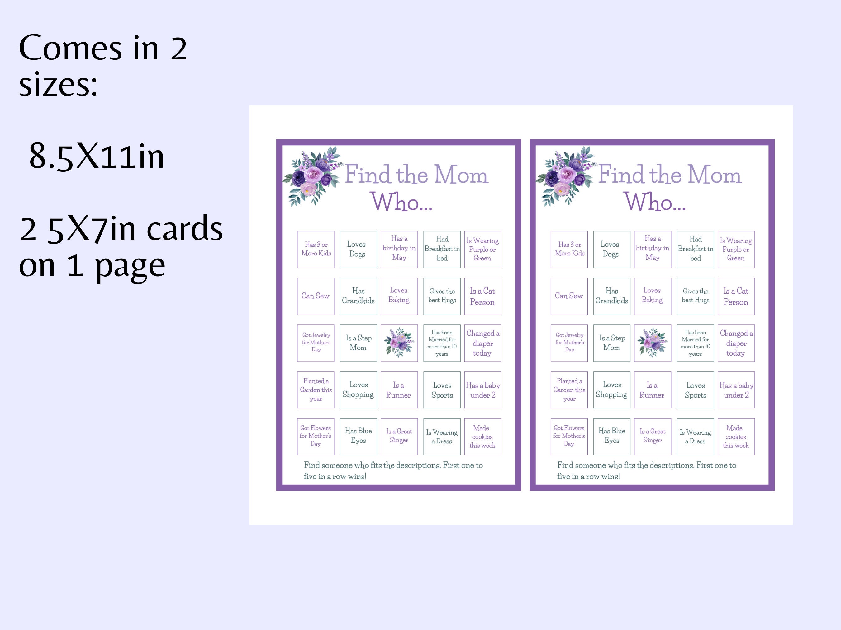 Find the Guest Bingo| Find the Mom Who Bingo| Mother's Day Bingo ...