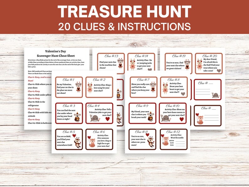 Valentine Scavenger Hunt Kid| Valentine Treasure Hunt for Kids| Fun ...
